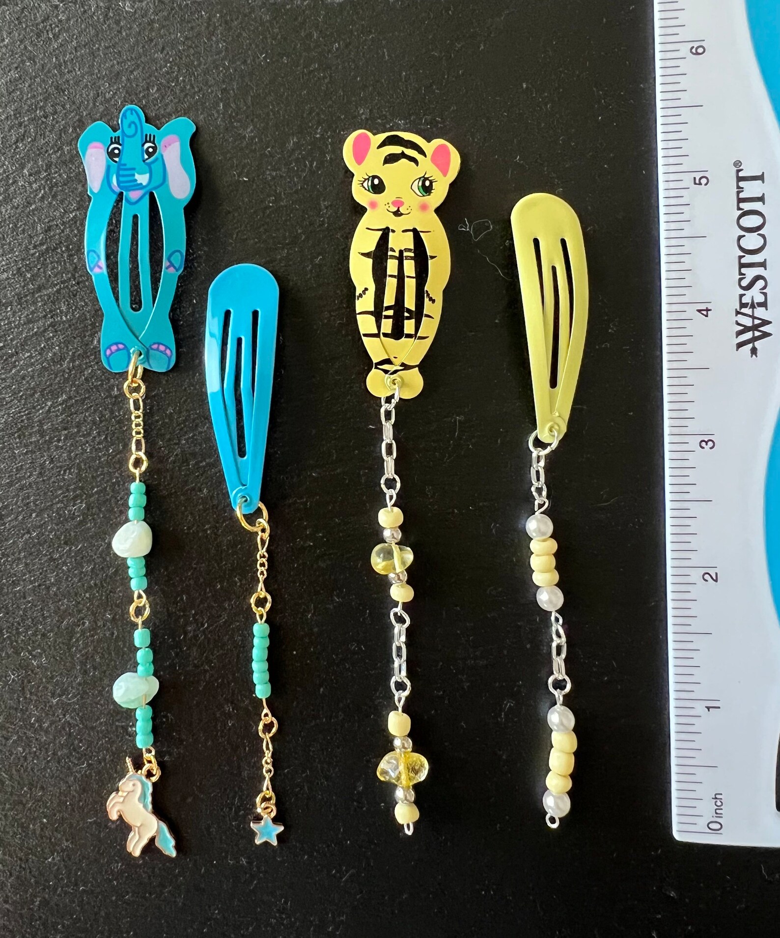 Barrette Set (4 Clips), Free Shipping, Girl Hair Clips, Beaded Dangle ...