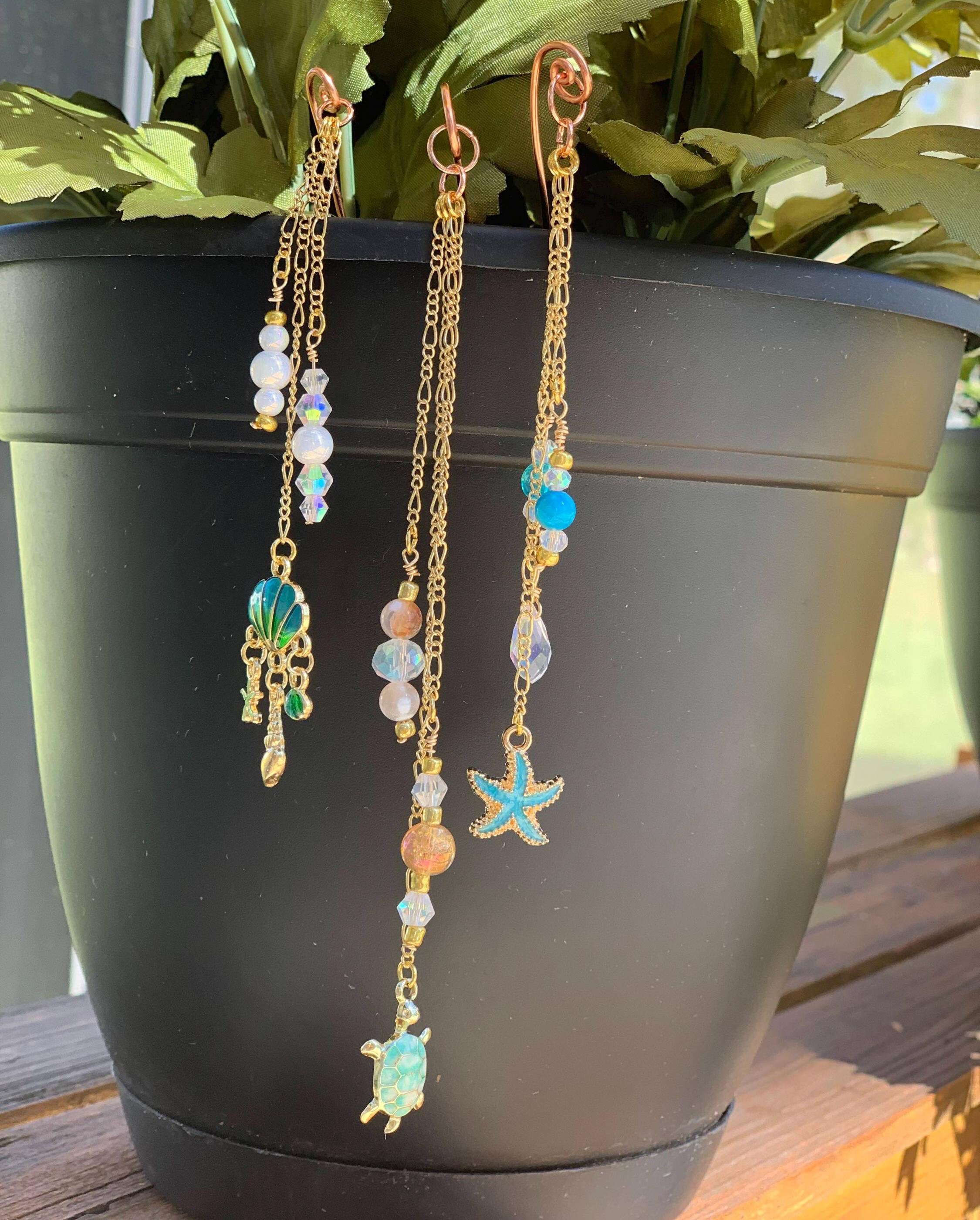 3 Copper Stakes, Flower Pot Jewelry, Copper Plant Stake, Suncatcher ...