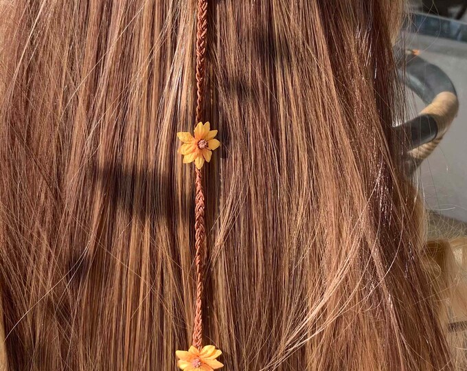 Sunflower Hair Braided String, Autumn Hair Accessories, Hair Chain ...