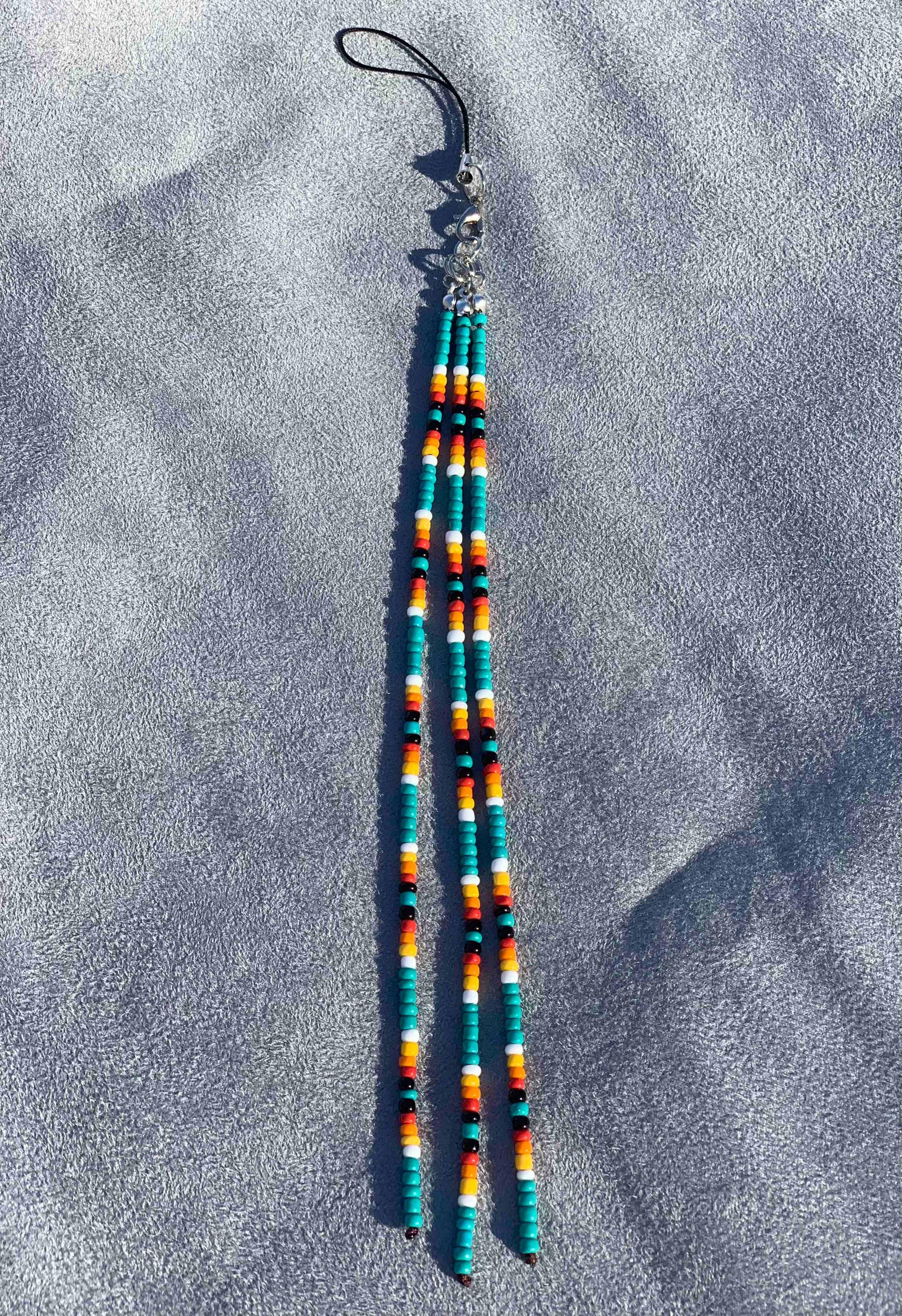 Handmade Native Beaded Phone Charm: 3 Strand Bag Chain - Etsy