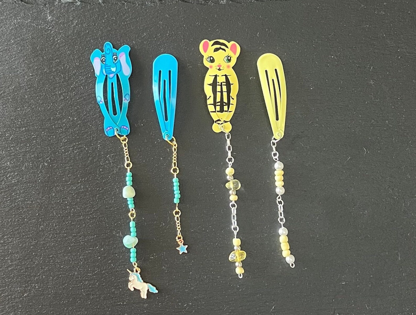 Barrette Set (4 Clips), Free Shipping, Girl Hair Clips, Beaded Dangle ...