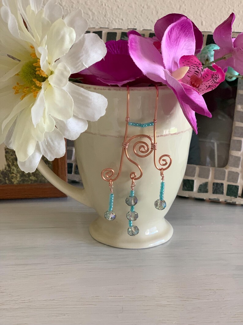 3 Copper Pot Hugger, Set of 3, Flower Pot Jewelry, Crystal Flower Pot ...