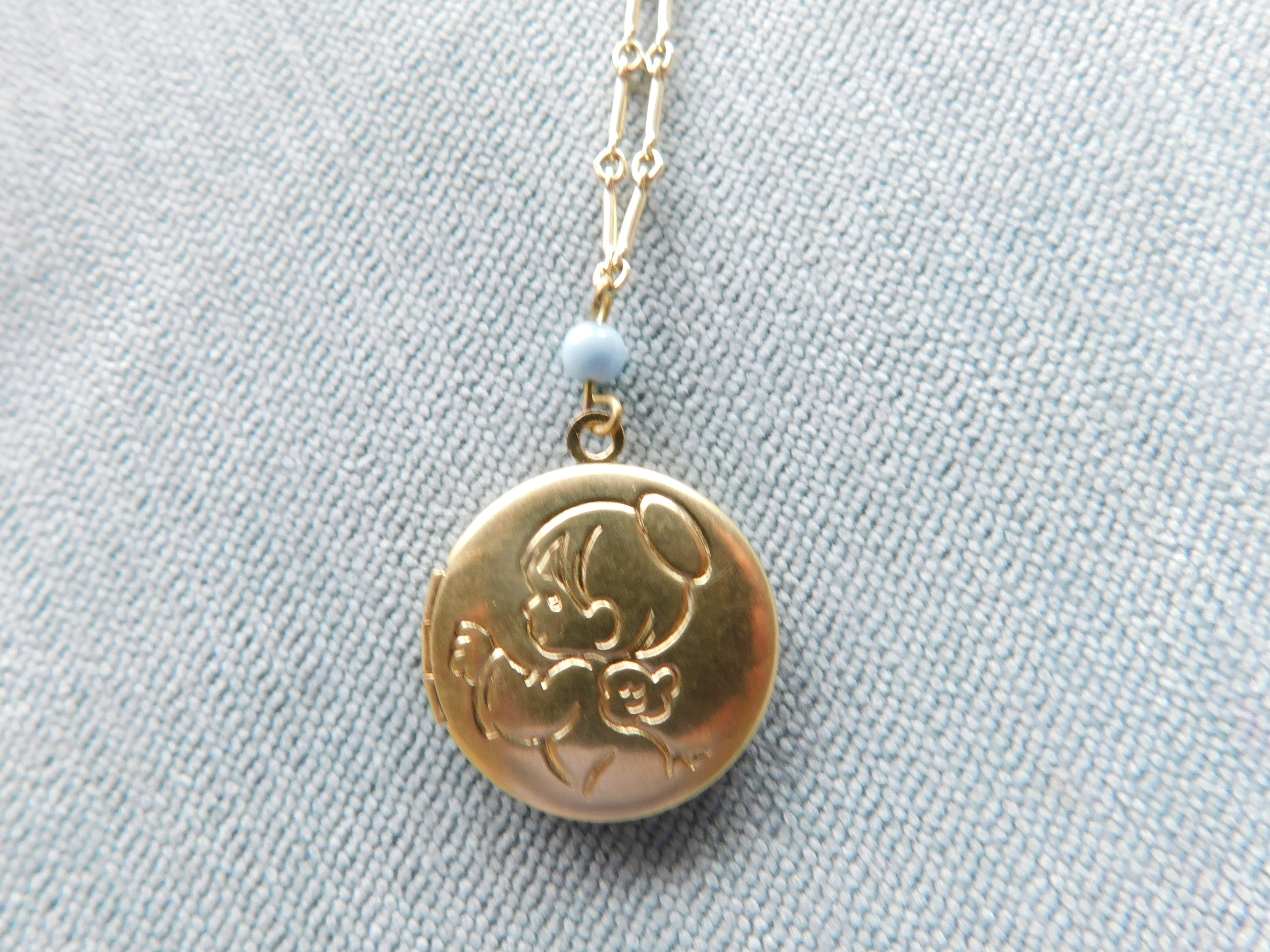 Guardian Angel Gold Vintage Locket, Round, Baby Child Newborn Gift ...