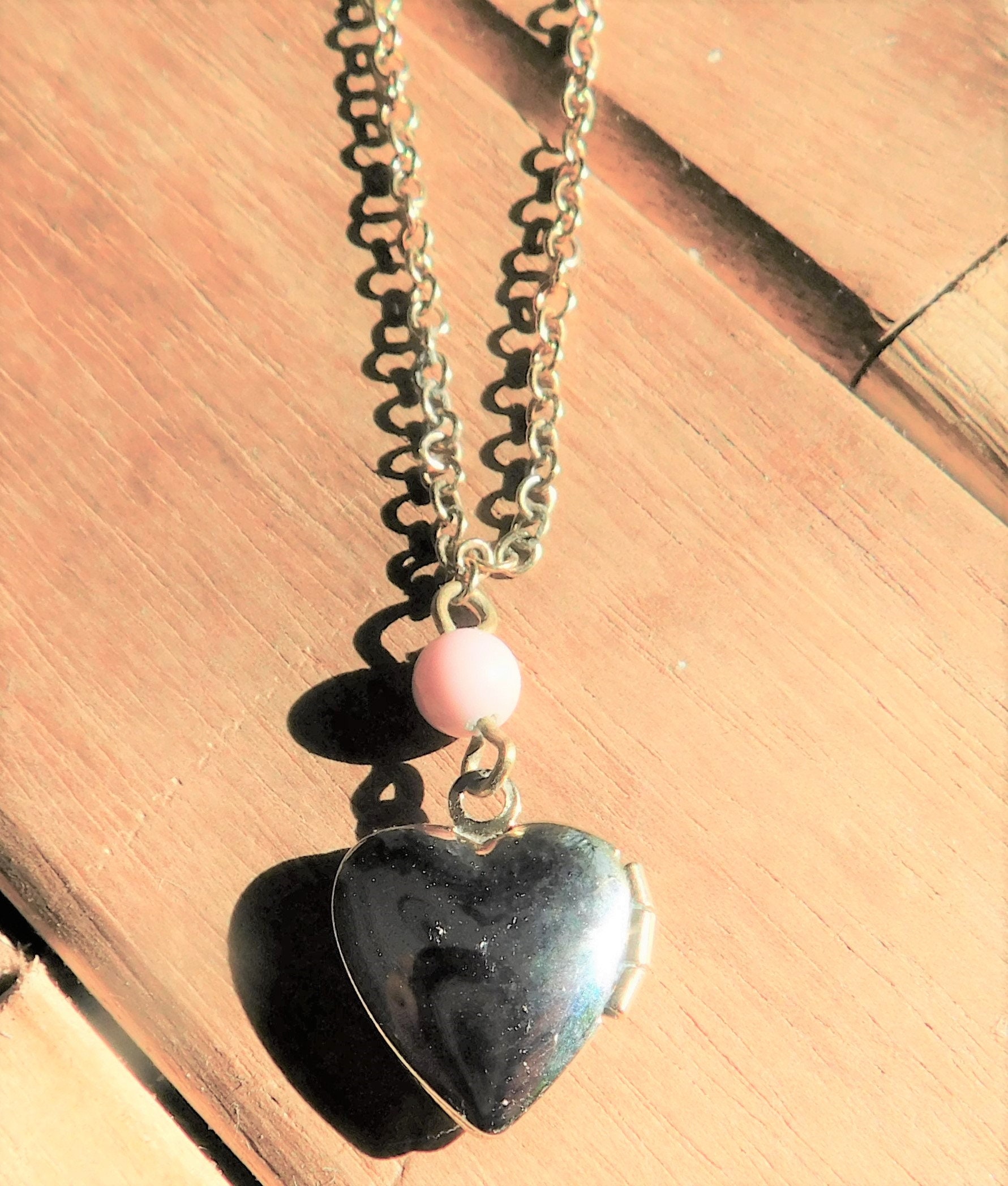 Small Gold Heart Locket, Etched Center Flower, Baby, Girl Gift, Pink ...