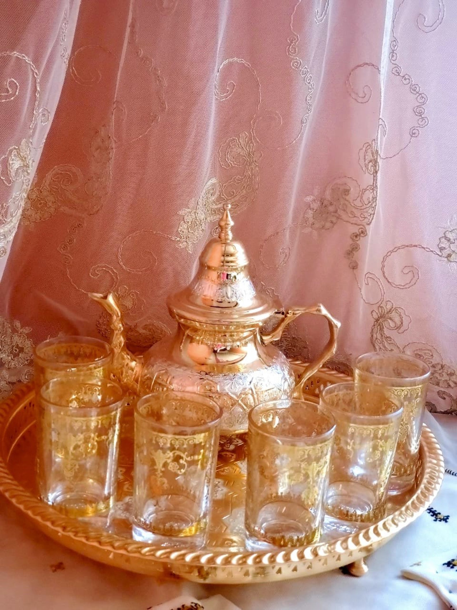 Moroccan Handmade Luxurious Tea Set - Etsy