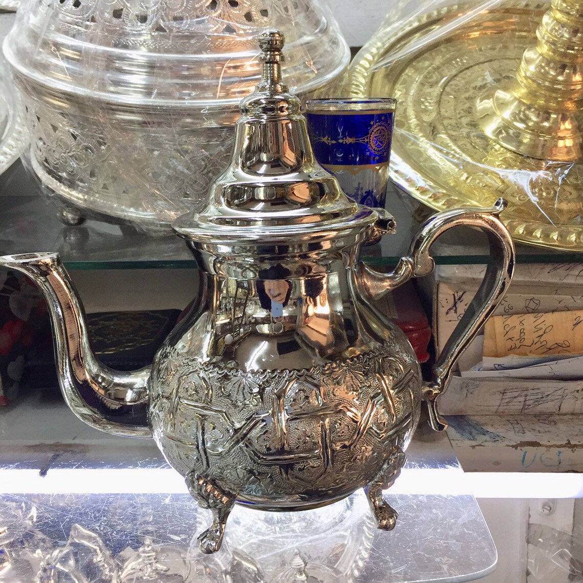 Moroccan Handmade Silver Plated Teapot XL SIZE - Etsy