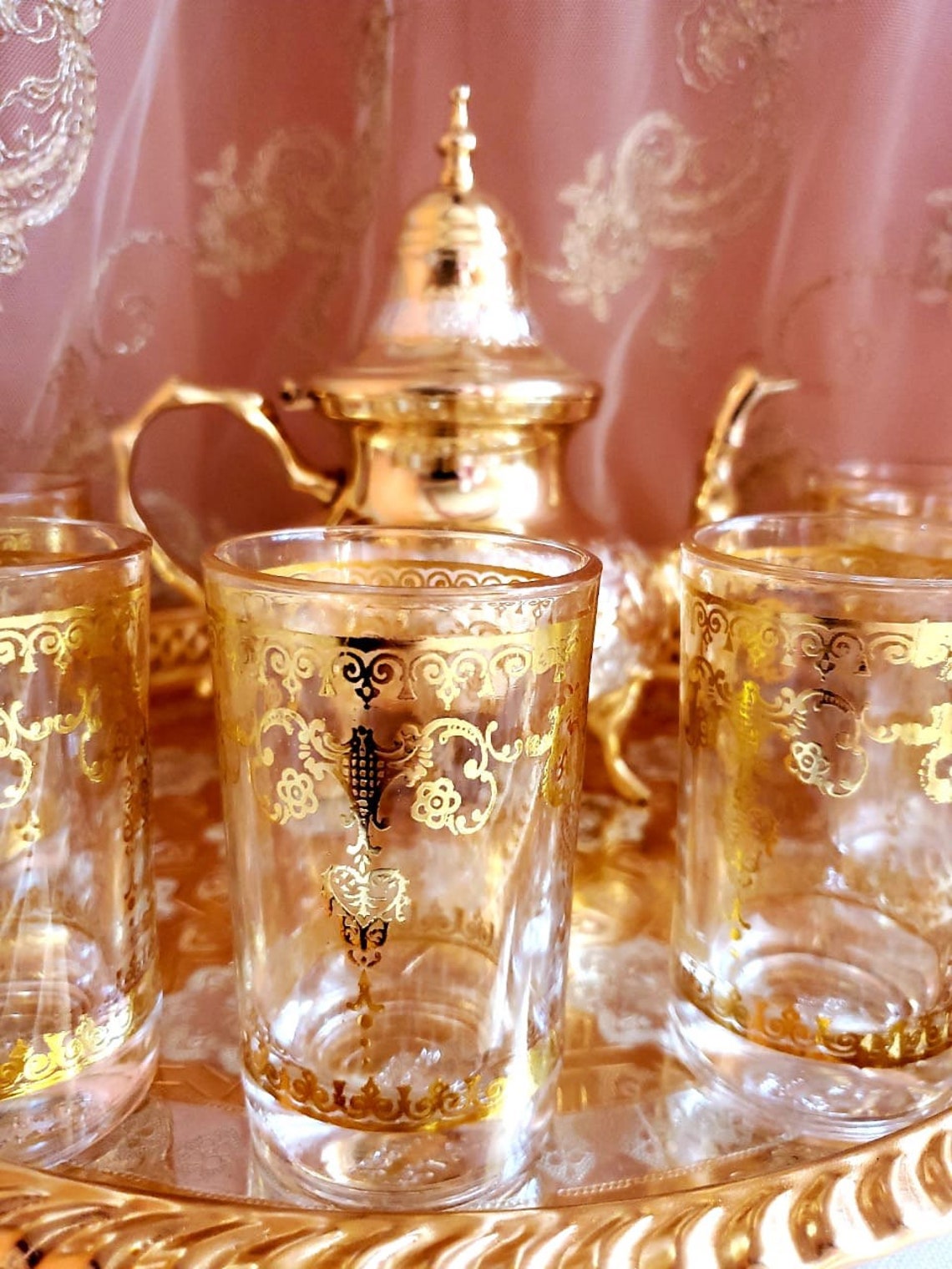 Moroccan Handmade Luxurious Tea Set - Etsy