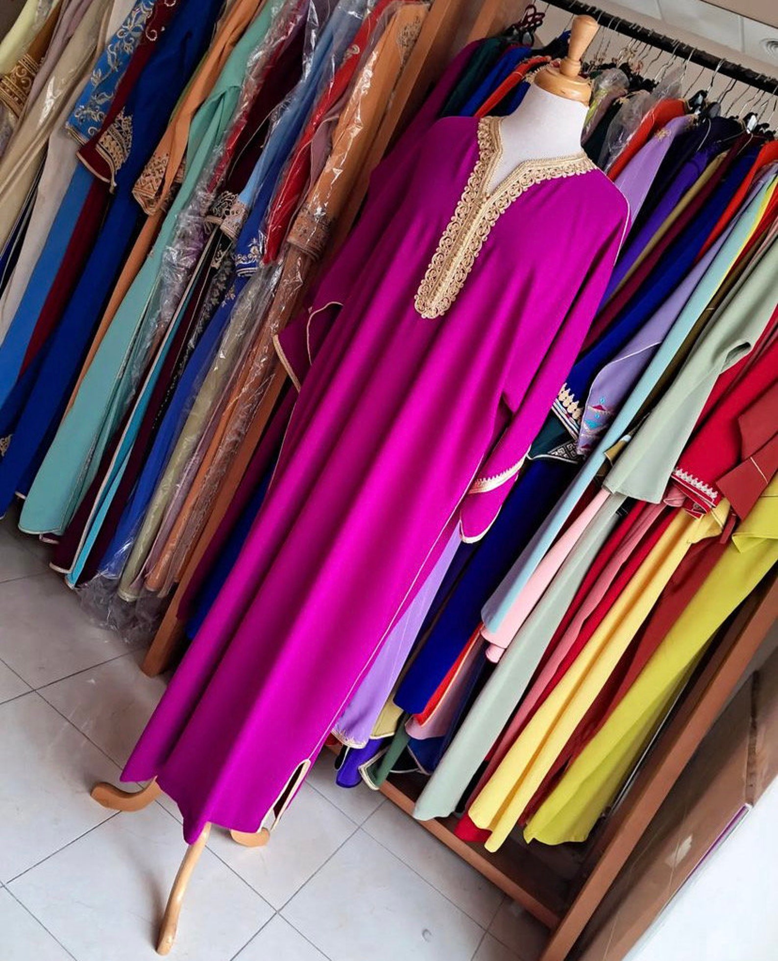 Moroccan Fuchsia Caftan , Moroccan Abaya Kaftan, Fuchsia Party Dress - Etsy