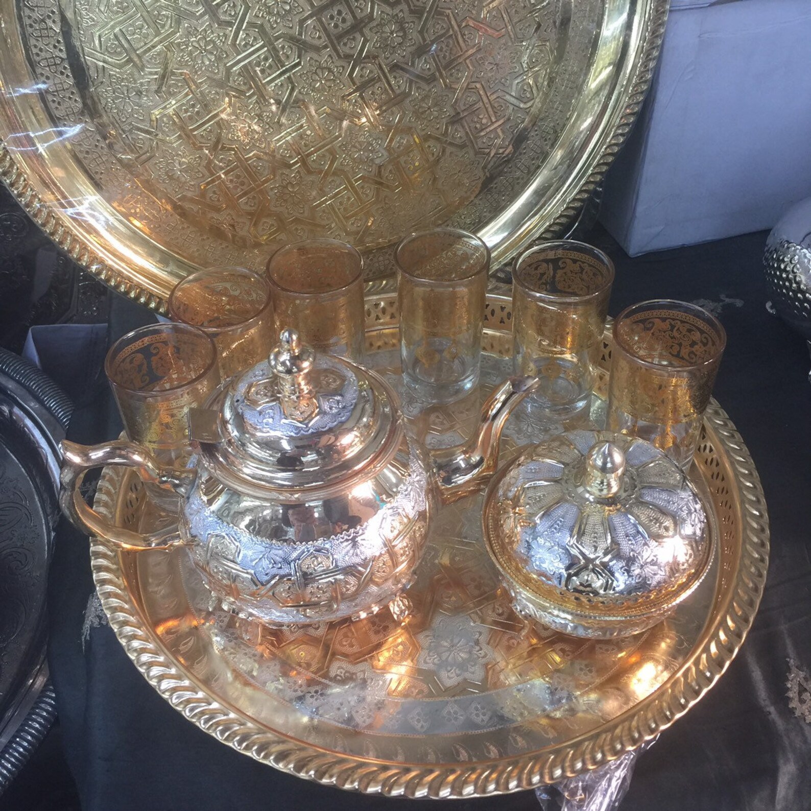 Moroccan Handmade Tea Set With Sugar Bowl - Etsy