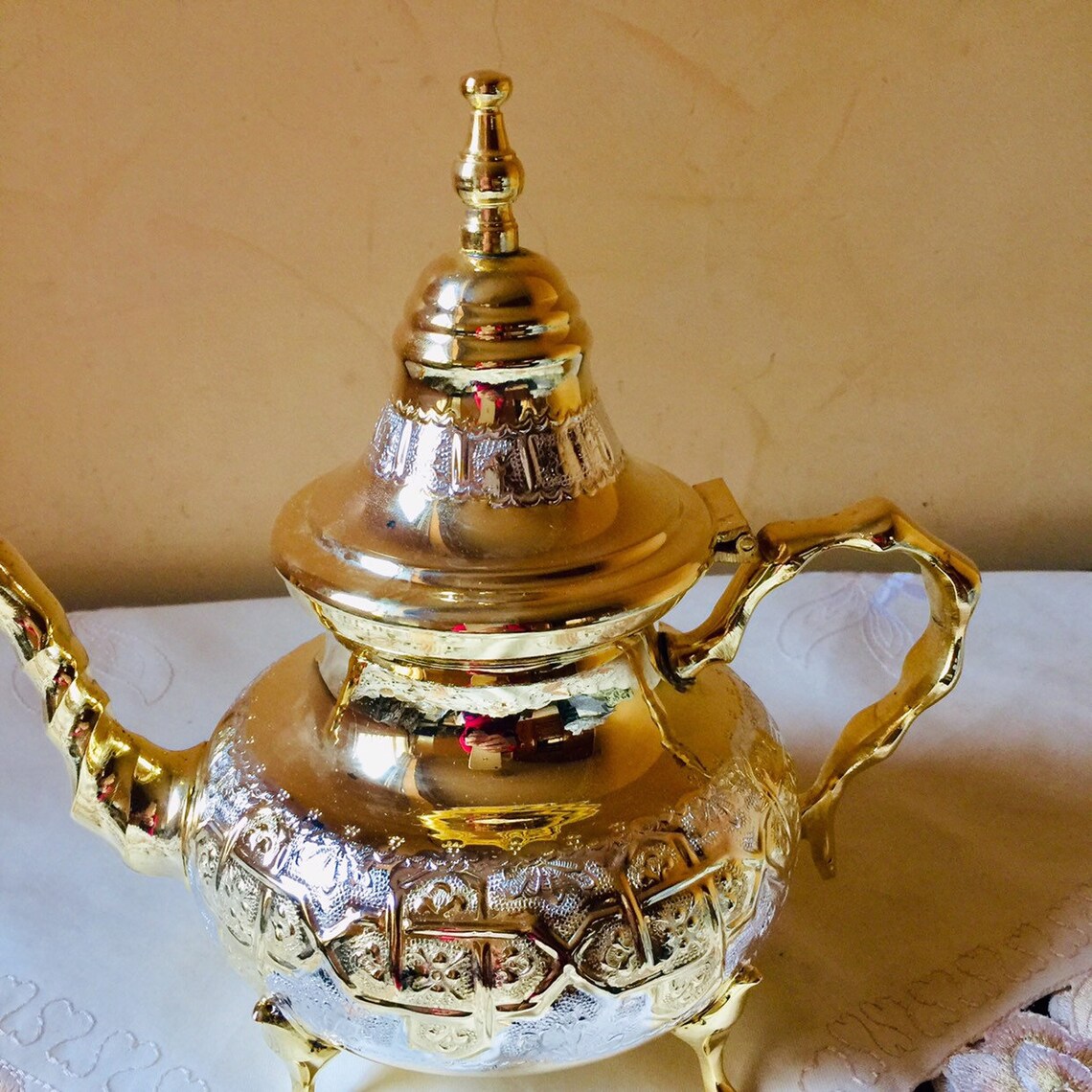 Moroccan Handmade Tea set 1 Teapot 1 Tray and 6 Tea Glasses | Etsy