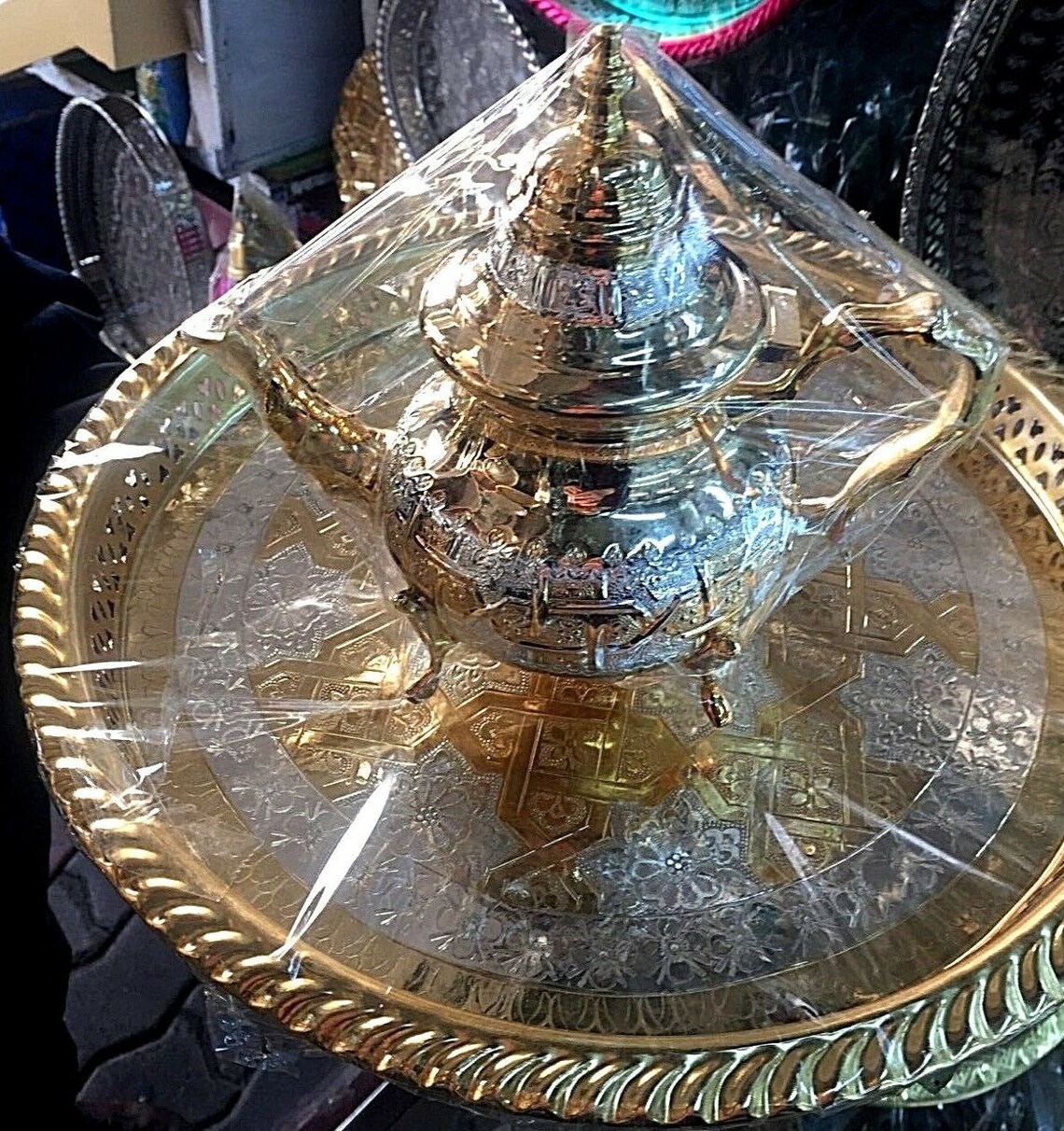 Moroccan Handmade Tea Serving Tray Set 1 Teapot 1 Tray NEW - Etsy