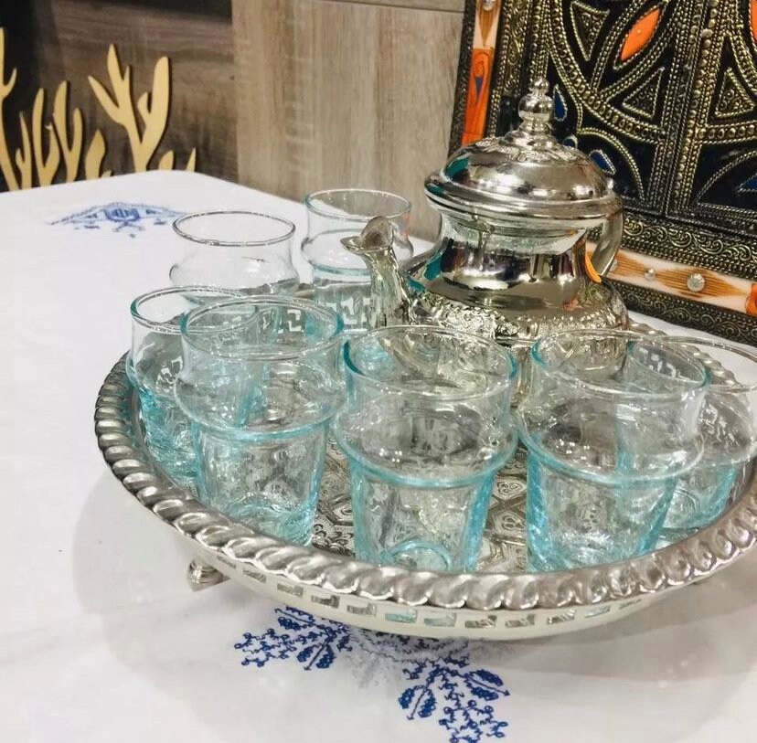Handmade Moroccan Silver Tea Set Handmade Teapot,tea Tray,set of 6 Tea ...