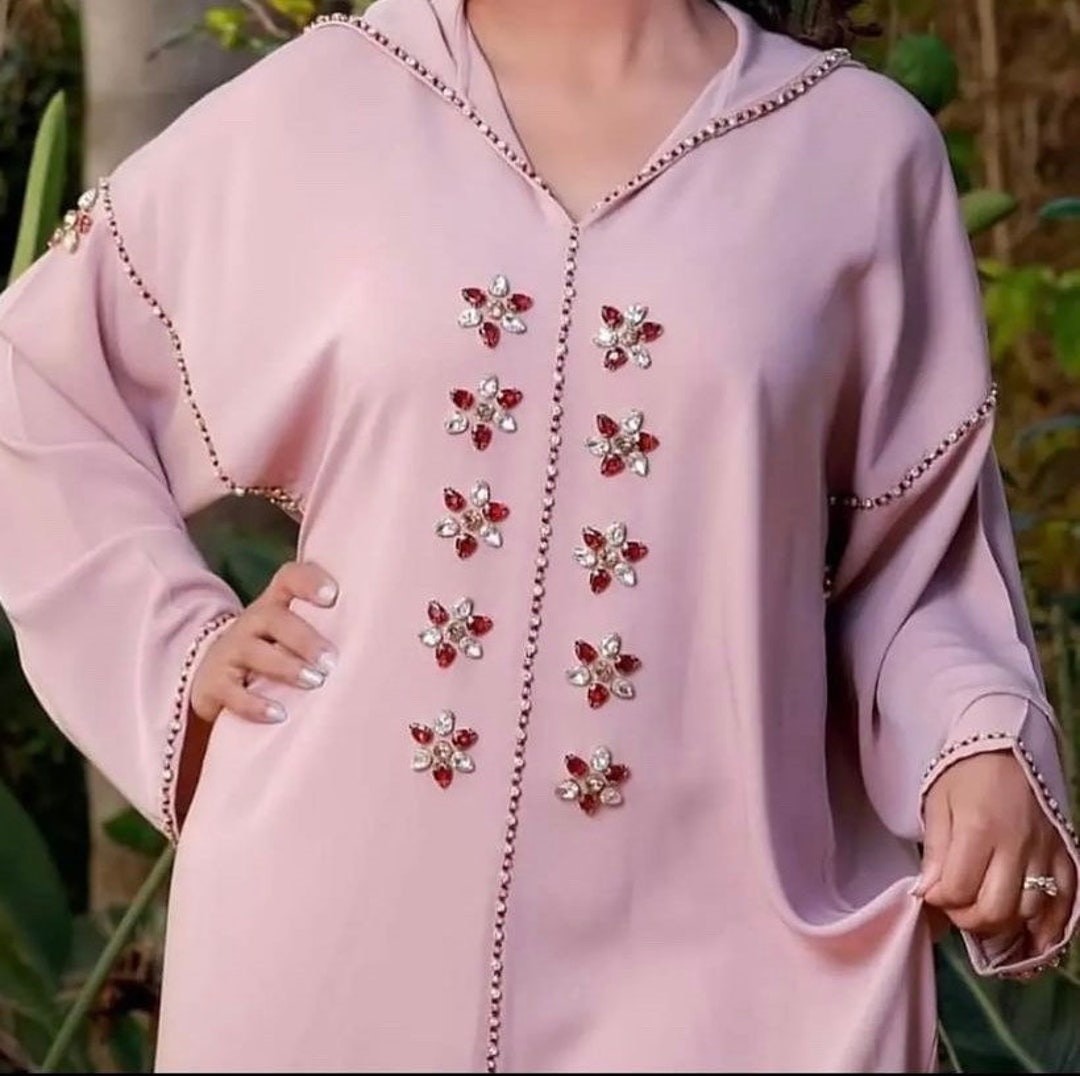 Moroccan Pink Jellaba , Caftan , Moroccan Kaftan, Abaya , Hand Beaded ...