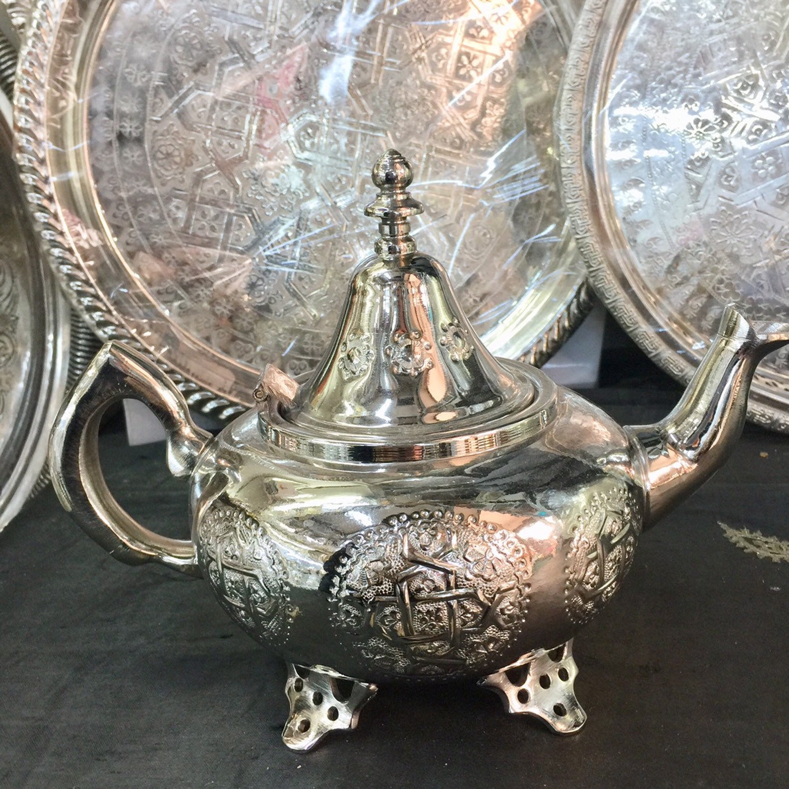Moroccan Handmade Luxurious Silverplated Tea Set - Etsy