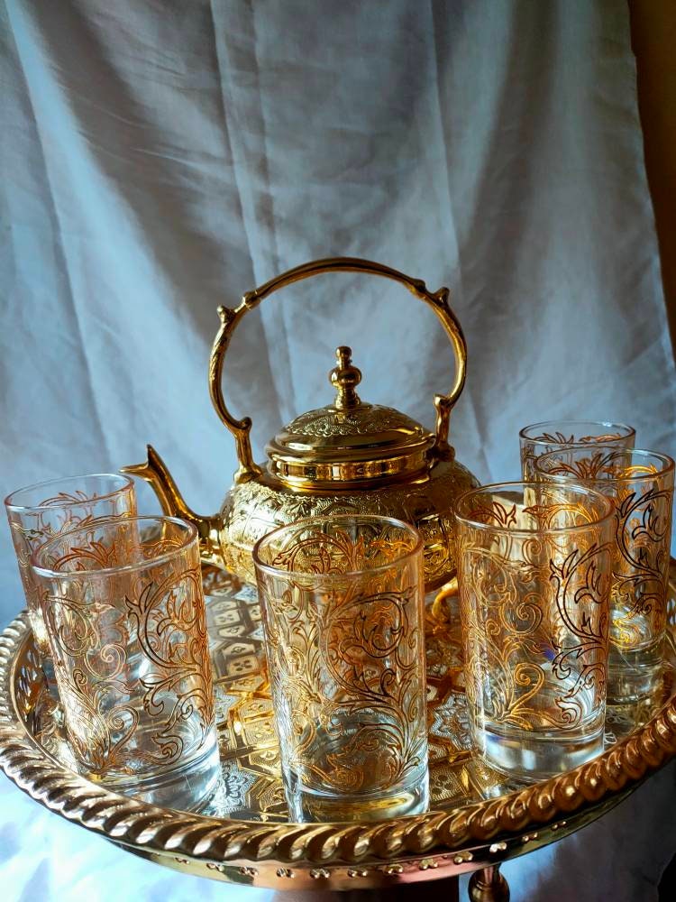 Moroccan Handmade Luxurious Tea Set - Etsy