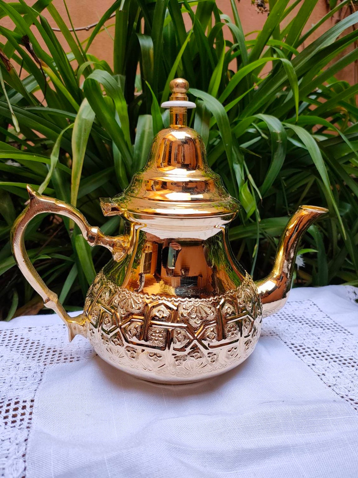 Handmade Moroccan Golden Tea Set Handmade Teapottea Trayset | Etsy