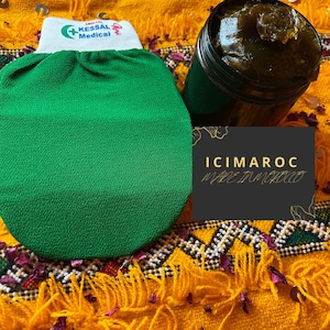 Moroccan Exfoliating Soap With Kessa Glove, Organic Natural Soap ...