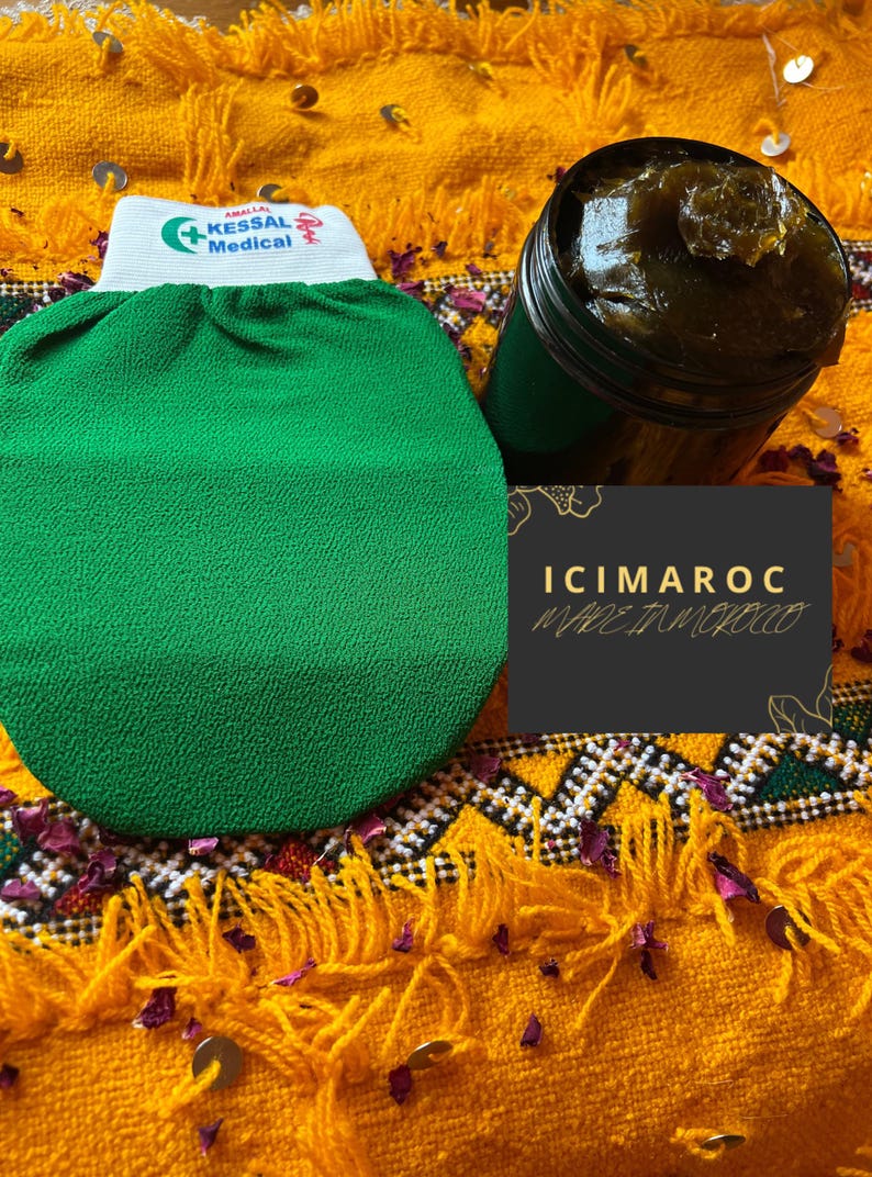 Moroccan Exfoliating Soap With Kessa Glove, Organic Natural Soap ...