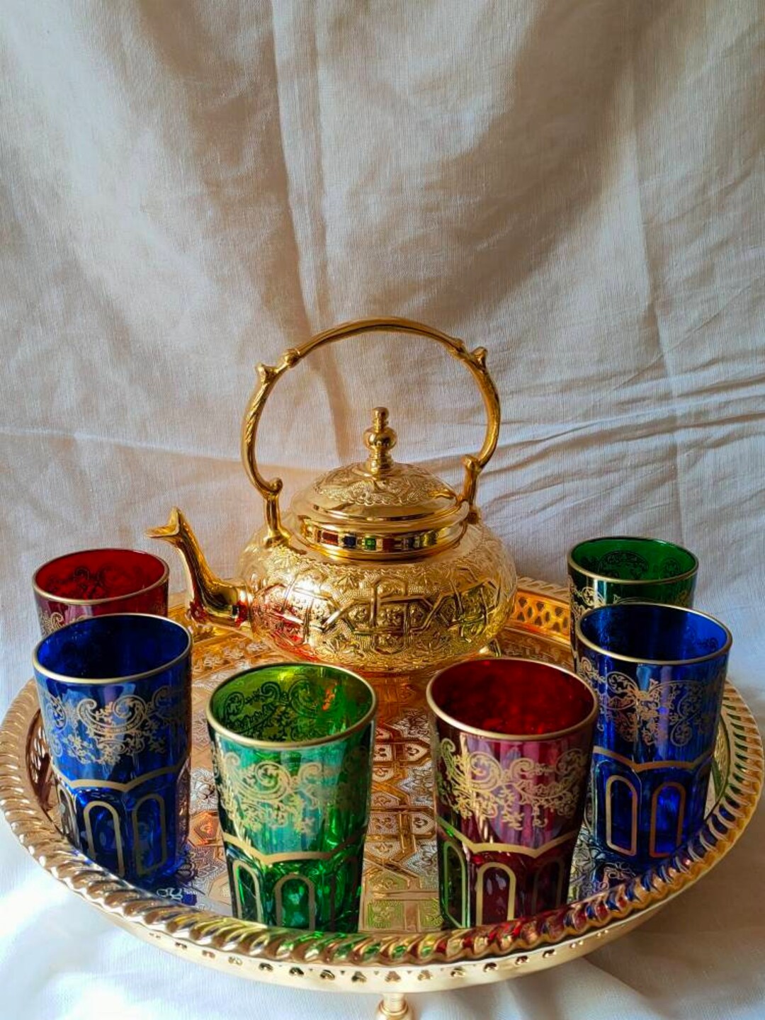 Moroccan Luxurious Handmade Tea Set - Etsy