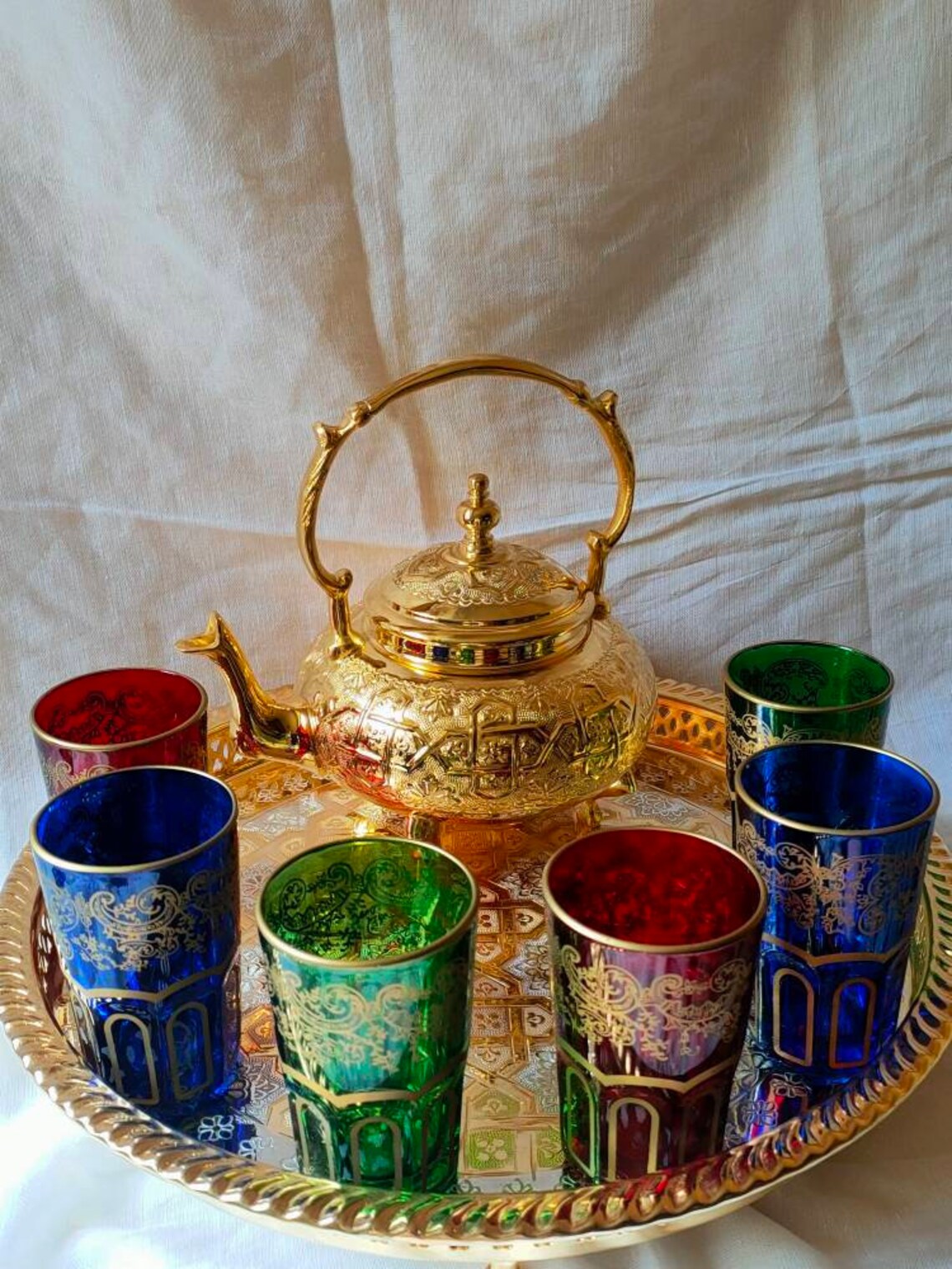 Moroccan Luxurious Handmade Tea Set - Etsy