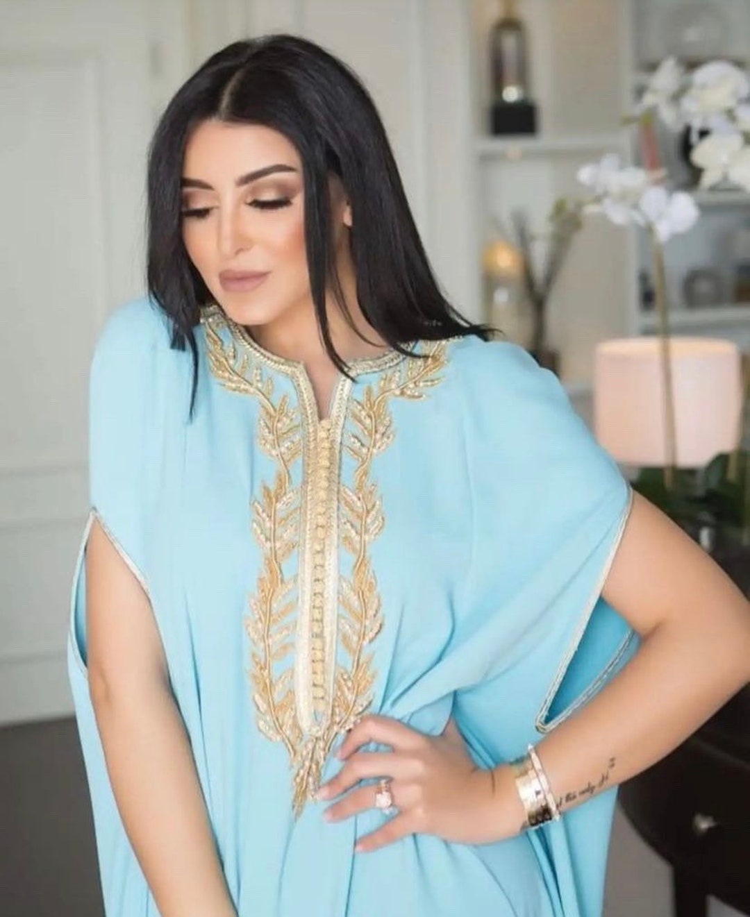 Moroccan Embroidered and Hand Beaded Caftan , Moroccan Abaya . - Etsy