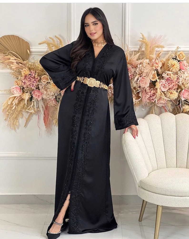 Moroccan Black Caftan Moroccan Embroidered & Hand Beaded - Etsy