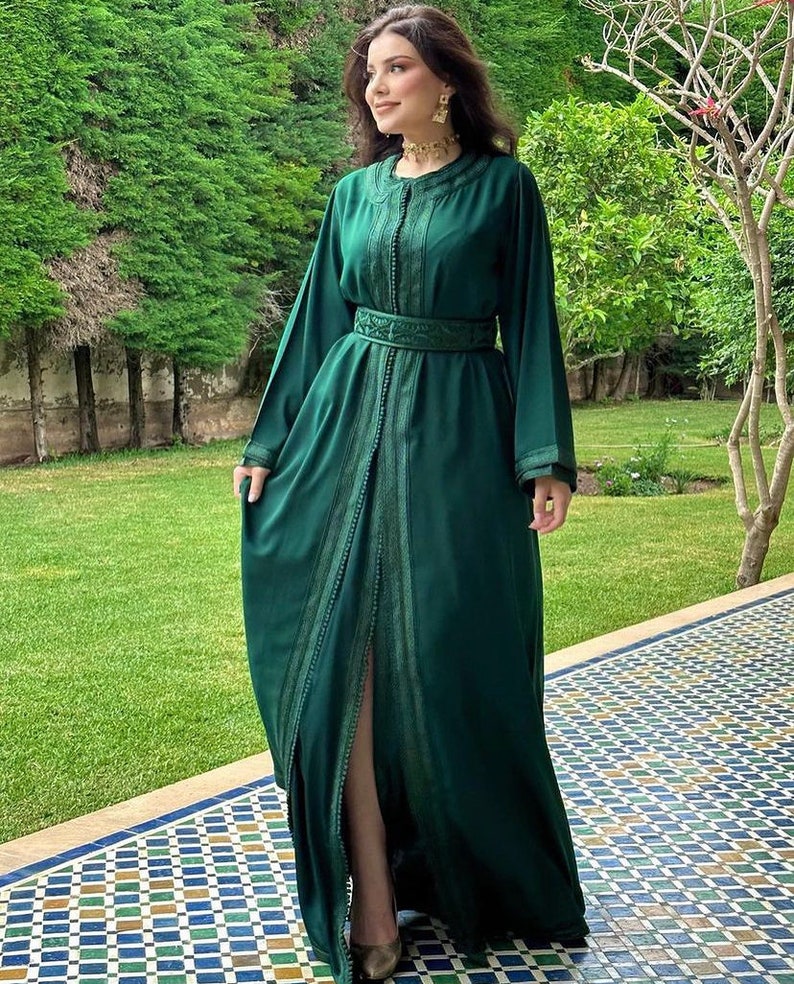 Moroccan Green Caftan 2 Pieces , Wedding Dress , Fancy Green Dress ...