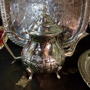 Handmade Moroccan Silver Tea Set Handmade Teapot,tea Tray,set of 3 Tea ...