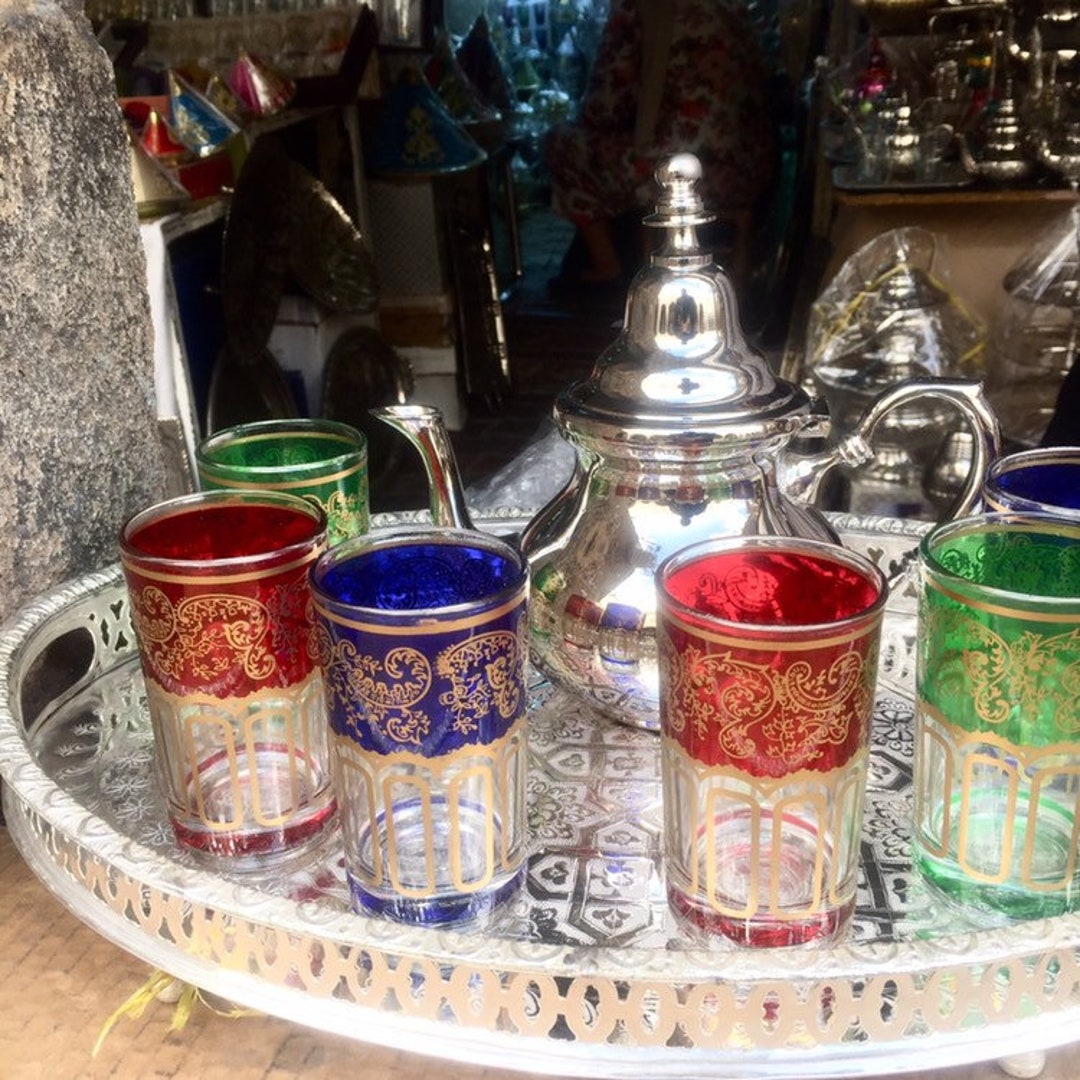 Moroccan Tea Set Tea Glasses Teapot Engraved Tea Trayset - Etsy