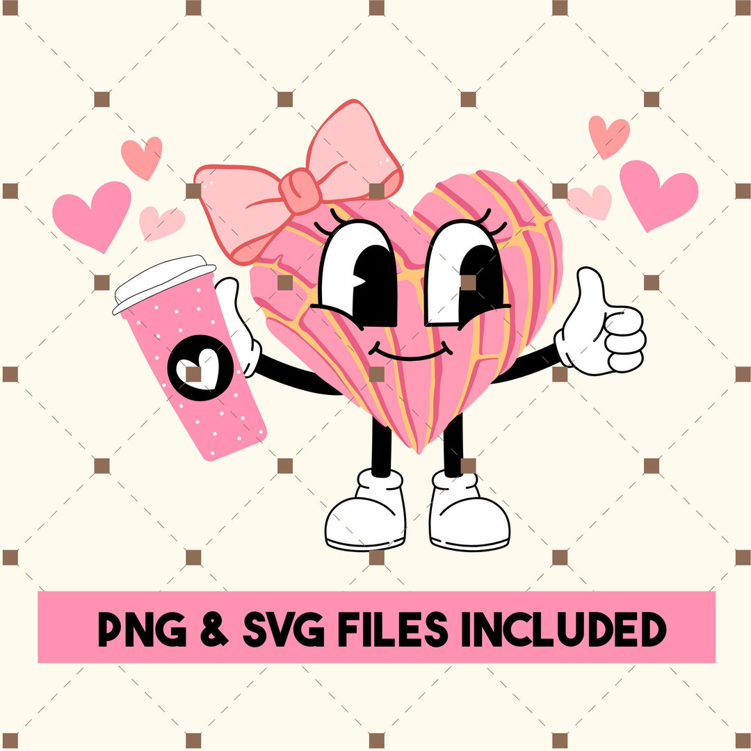 Concha Pan Dulce Heart PNG SVG Mexican Valentine Png Concha Valentine's ...