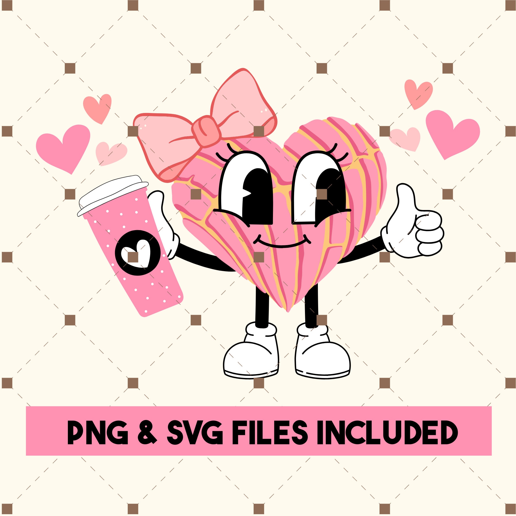 Concha Pan Dulce Heart PNG SVG Mexican Valentine Png Concha Valentine's ...
