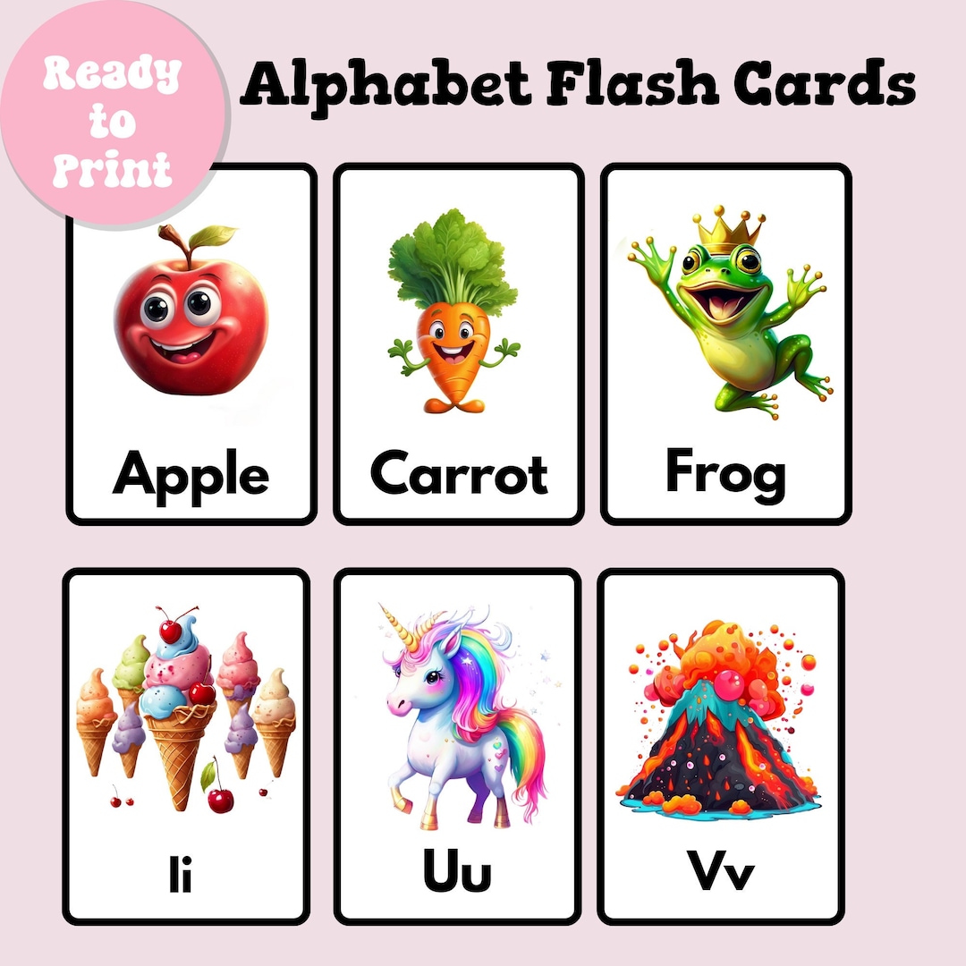 ABC Flash Cards Printable Children's Pocket Flash Cards Junk Journal ...