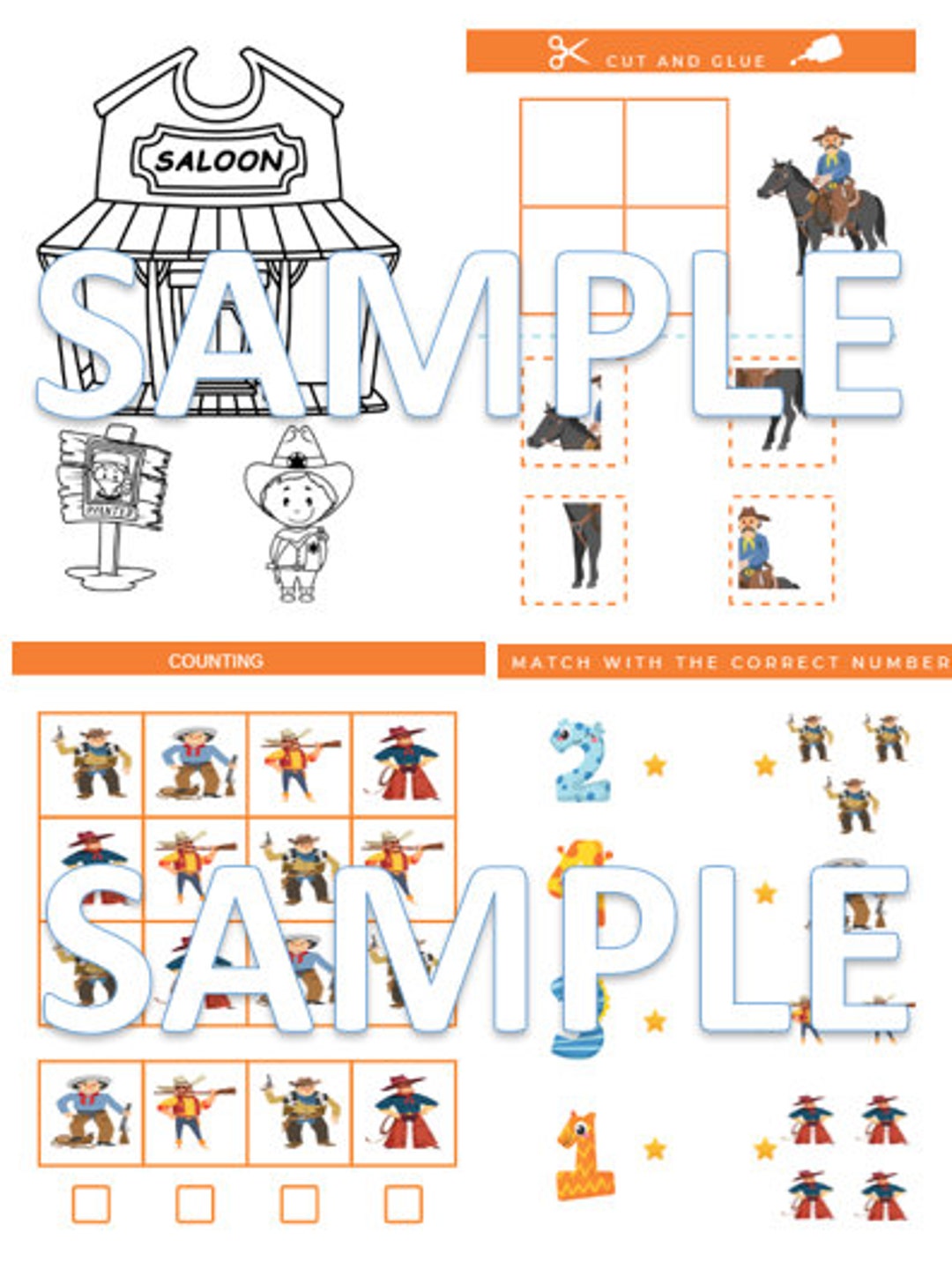 Digital File- Western Coloring and Activity Book, Cowboy Coloring Pages ...