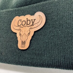 Custom Leather Patch Skull Stocking Hat - Etsy