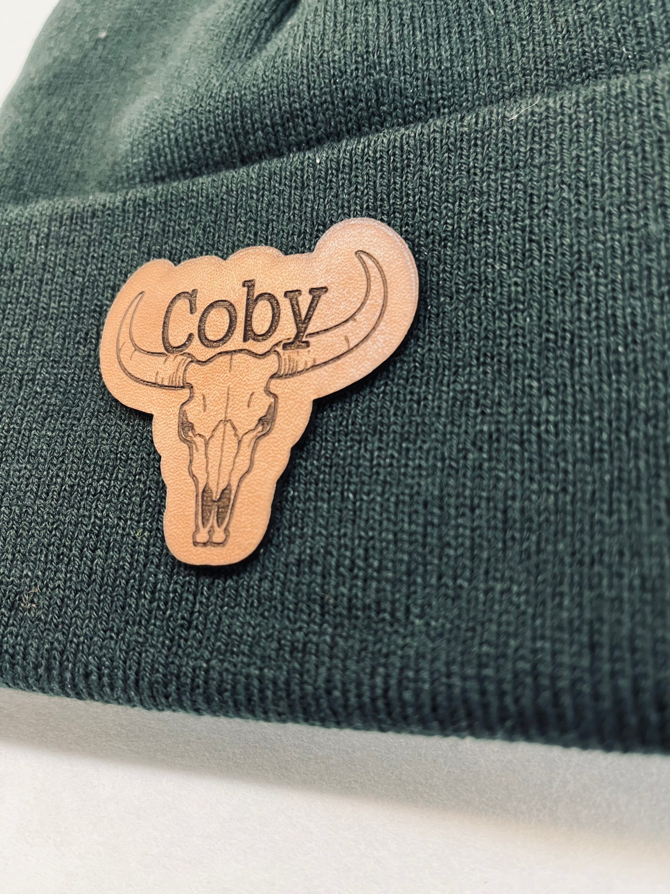 Custom Leather Patch Skull Stocking Hat - Etsy