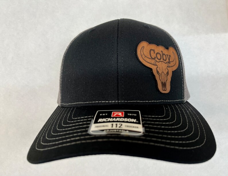 Leather Patch Skull and Name Snapback - Etsy