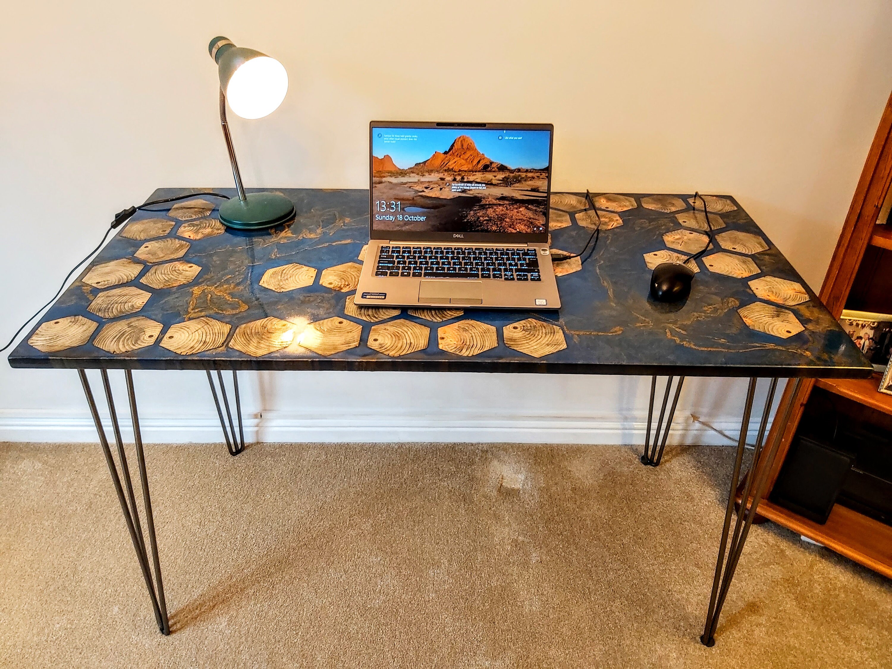 Wood Resin desk computer table office desk Made to Order | Etsy