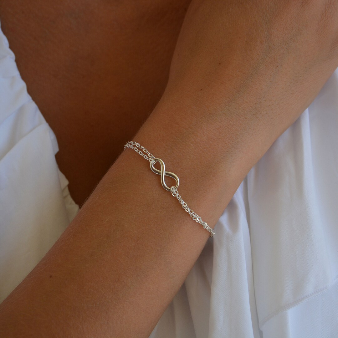 Infinity Bracelet, Sterling Silver Double Chain Infinity Bracelet ...