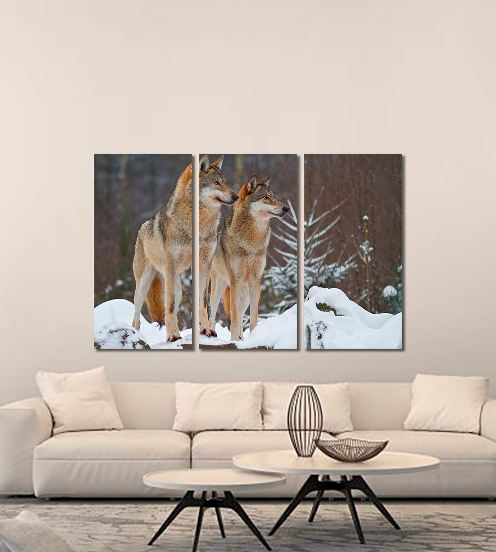 Wolves canvas print Wolves wall art Wolves modern art | Etsy