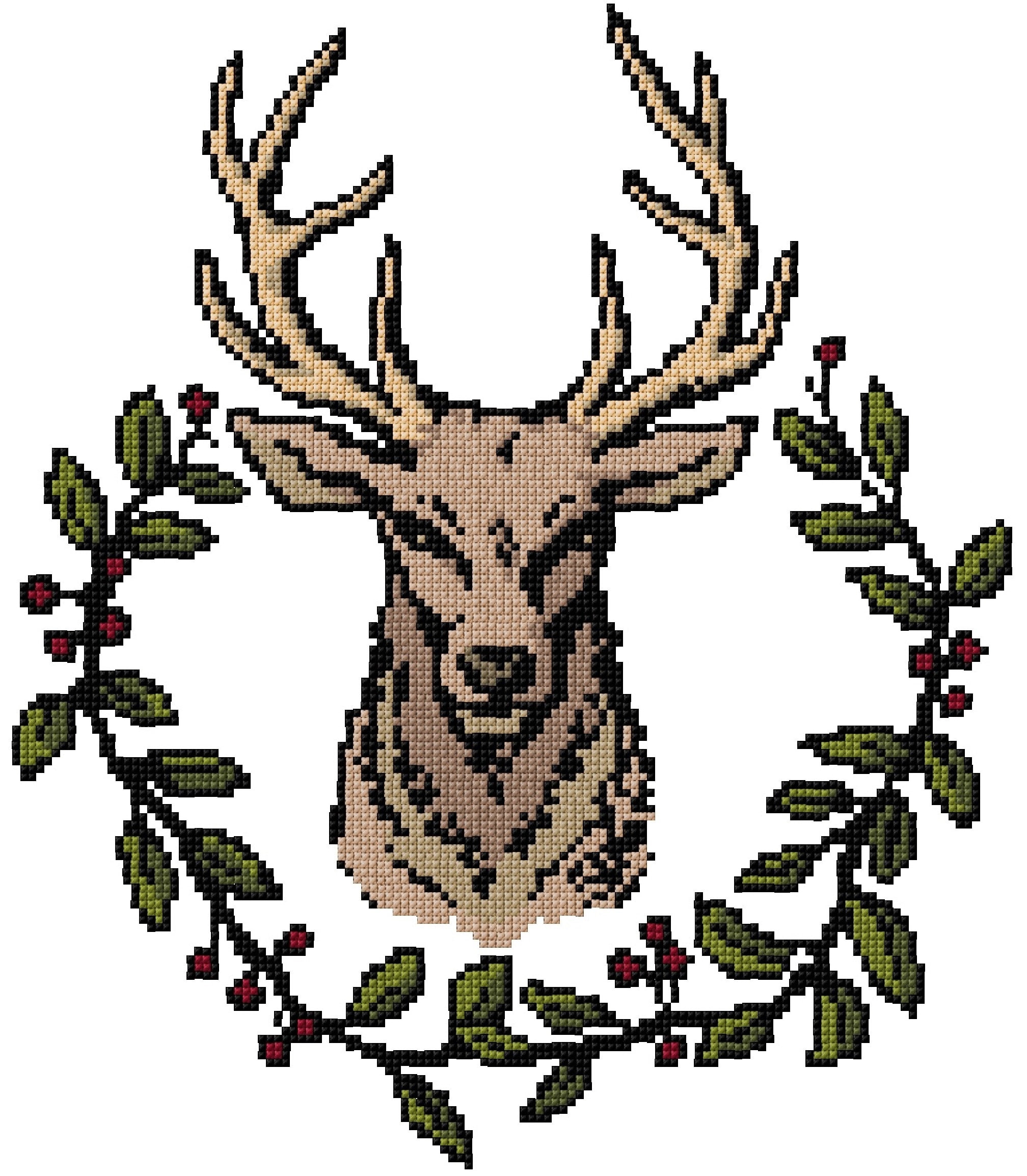 Deer Cross Stitch Pattern, Buck, Antlers, Hunting, Animals, Crafts ...