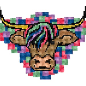 Colourful Cow Cross-stitch Pattern Crafts Animals Wall Art - Etsy