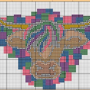 Colourful Cow Cross-stitch Pattern Crafts Animals Wall Art - Etsy