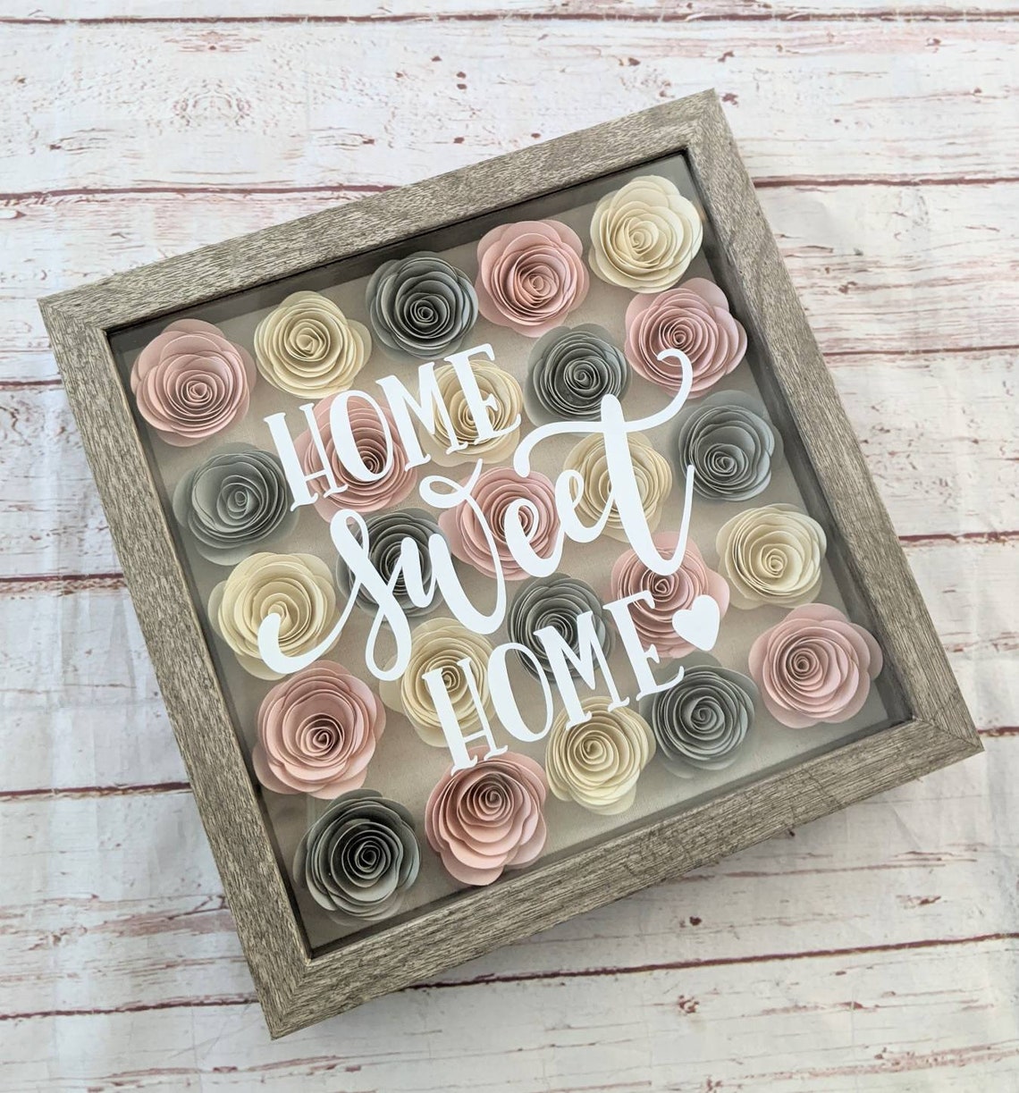 Flower Shadow Box ~ Home Sweet Home - Etsy