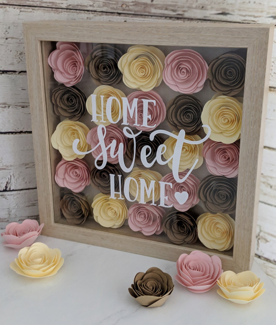 Flower Shadow Box ~ Home Sweet Home - Etsy