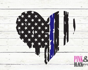 Police heart svg | Etsy