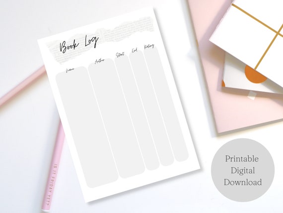 Book Log Printable Reading Journal Reading Tracker - Etsy UK