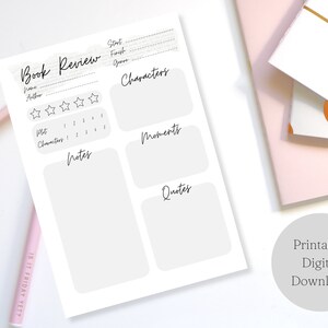 Book Review Printable | Reading Journal | Book Log | Printable ...