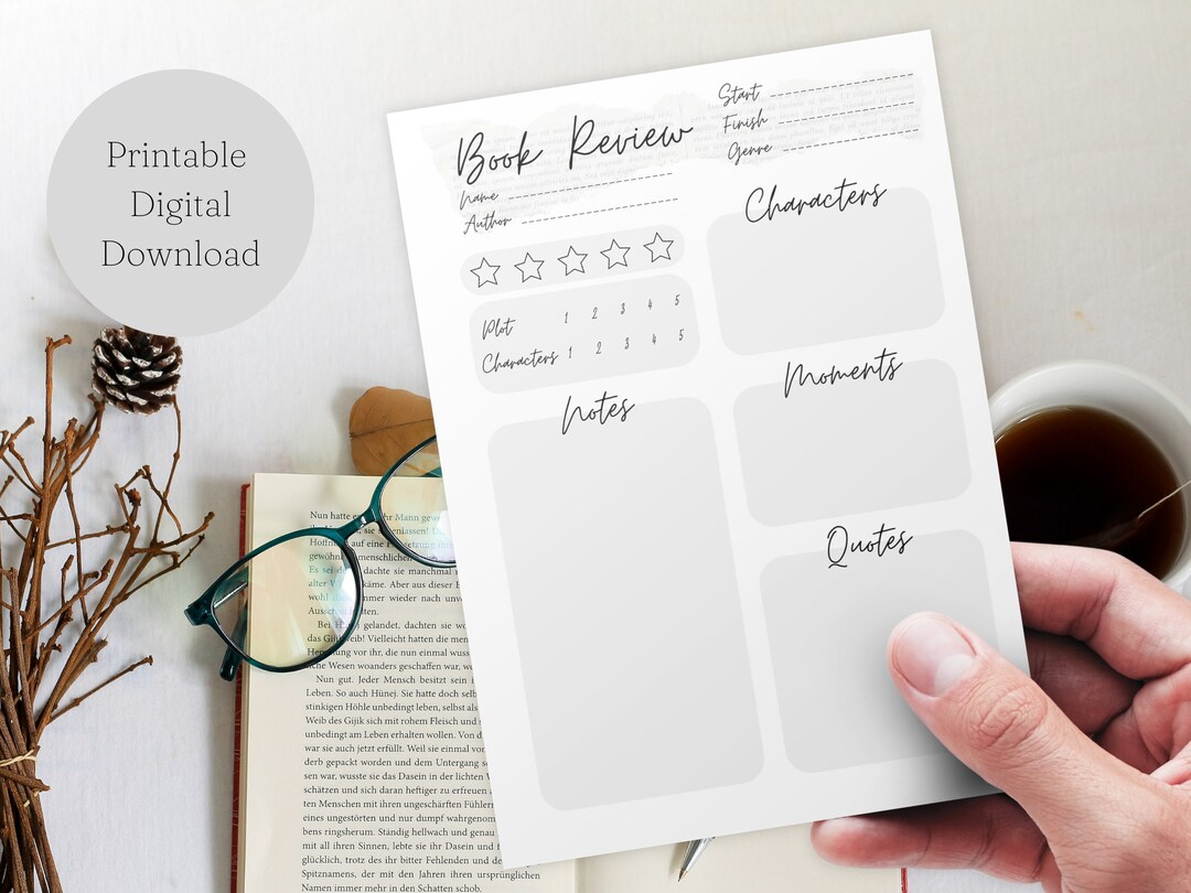 Book Review Printable | Reading Journal | Book Log | Printable ...