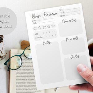 Book Review Printable | Reading Journal | Book Log | Printable ...