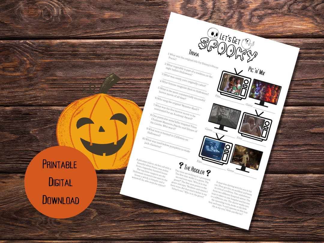 Halloween Printable Quiz and Answers | Trivia Party Game | Spooky ...